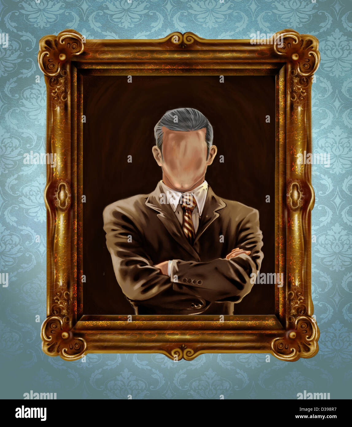 Illustrative image of picture frame with faded face representing ...