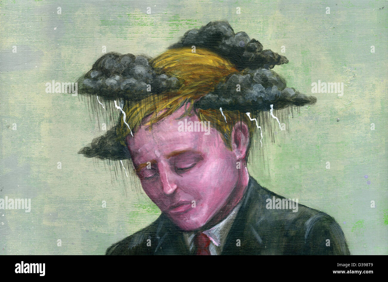 Illustrative image of sad businessman suffering from economic loss ...