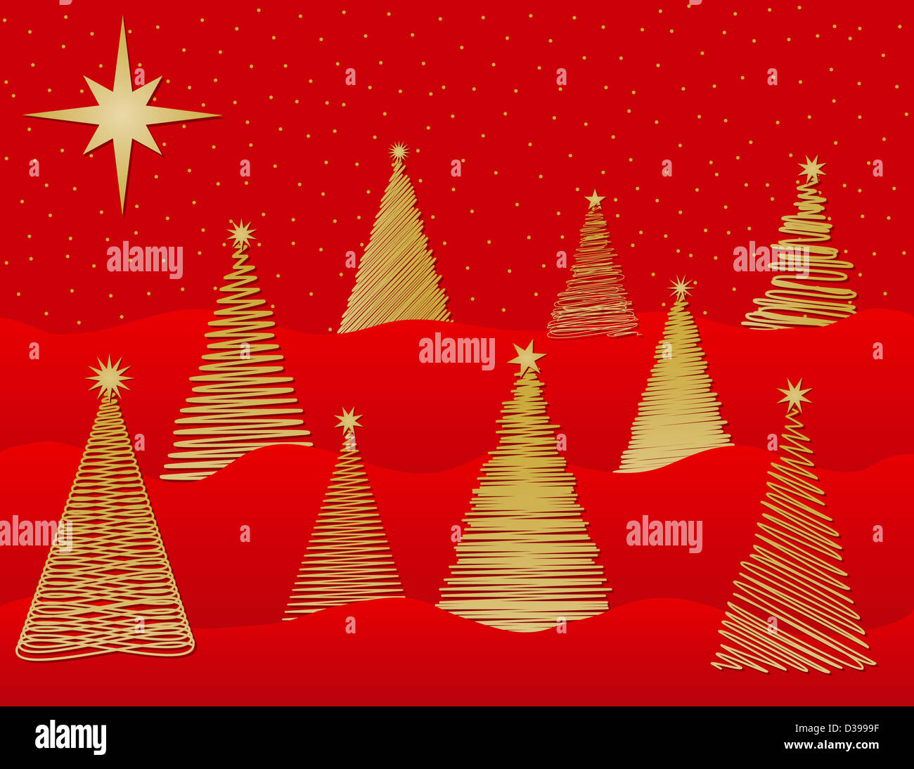 Nine Stylized Christmas Trees Stock Photo - Alamy