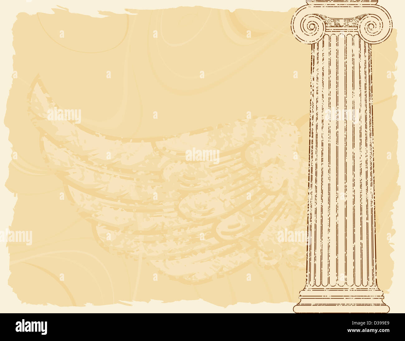 Grunge background with a column and a wing Stock Photo - Alamy