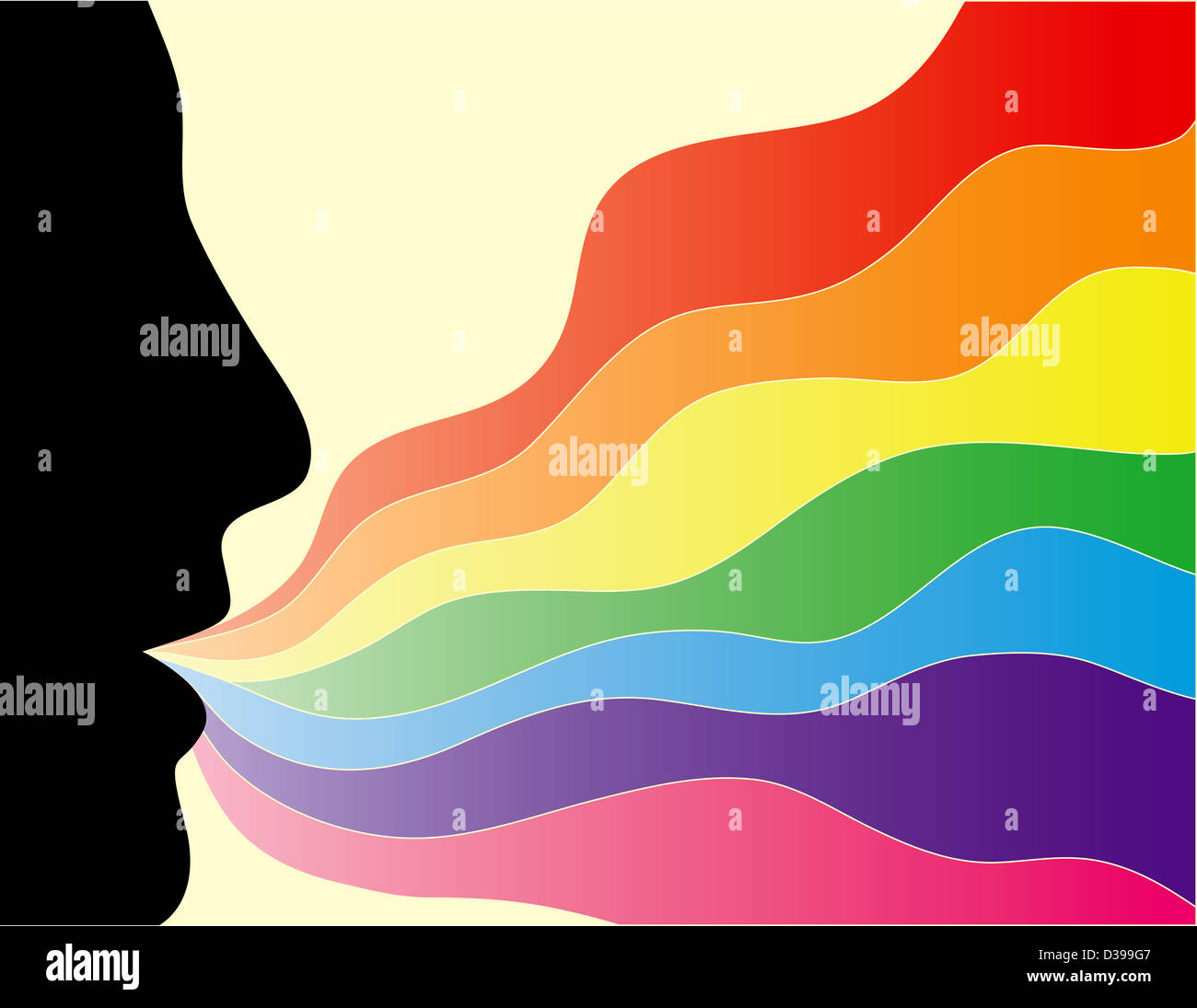 Face silhouette with a rainbow Stock Photo - Alamy