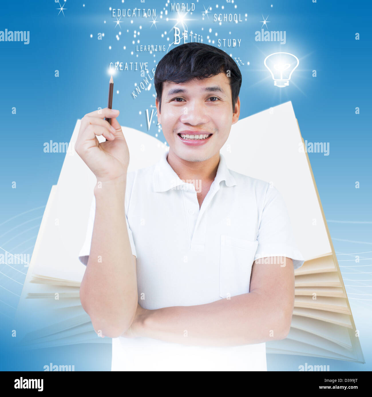 Asian Student With Creative Background Stock Photo - Alamy