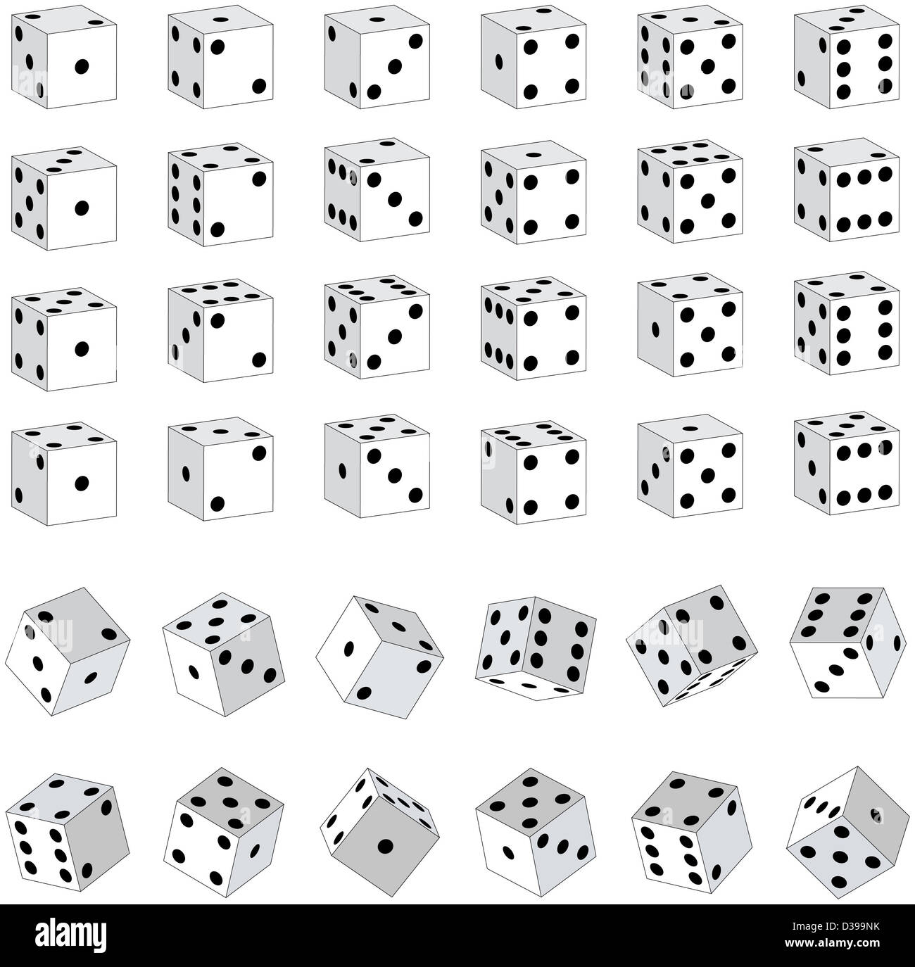 Various White Dice Stock Photo - Alamy