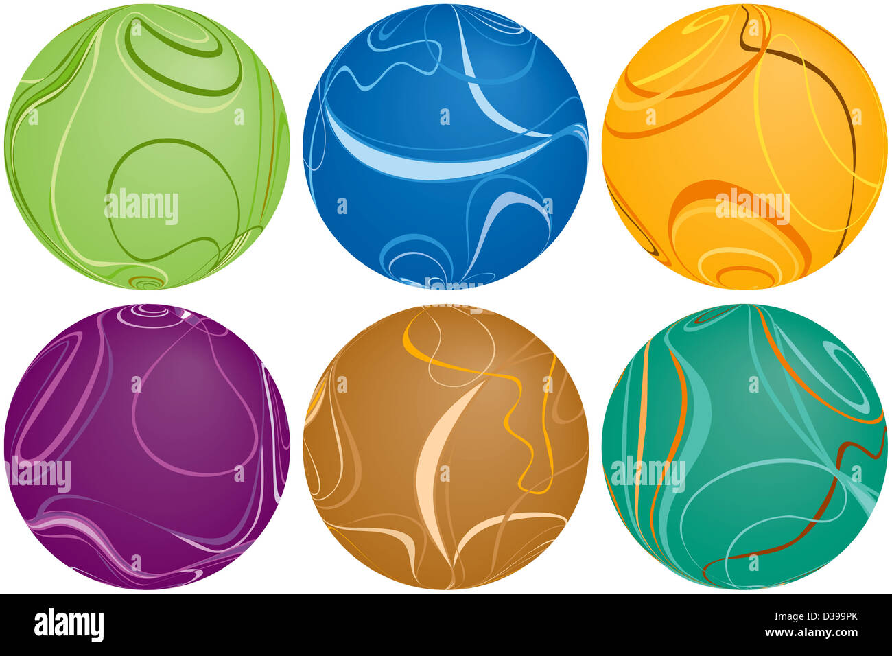 Six Swirly Balls Stock Photo - Alamy