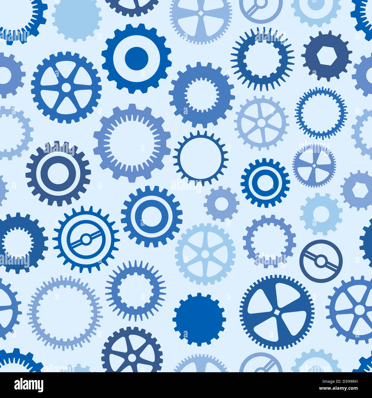 Seamless, Repeating Blue Cog Background Stock Photo - Alamy