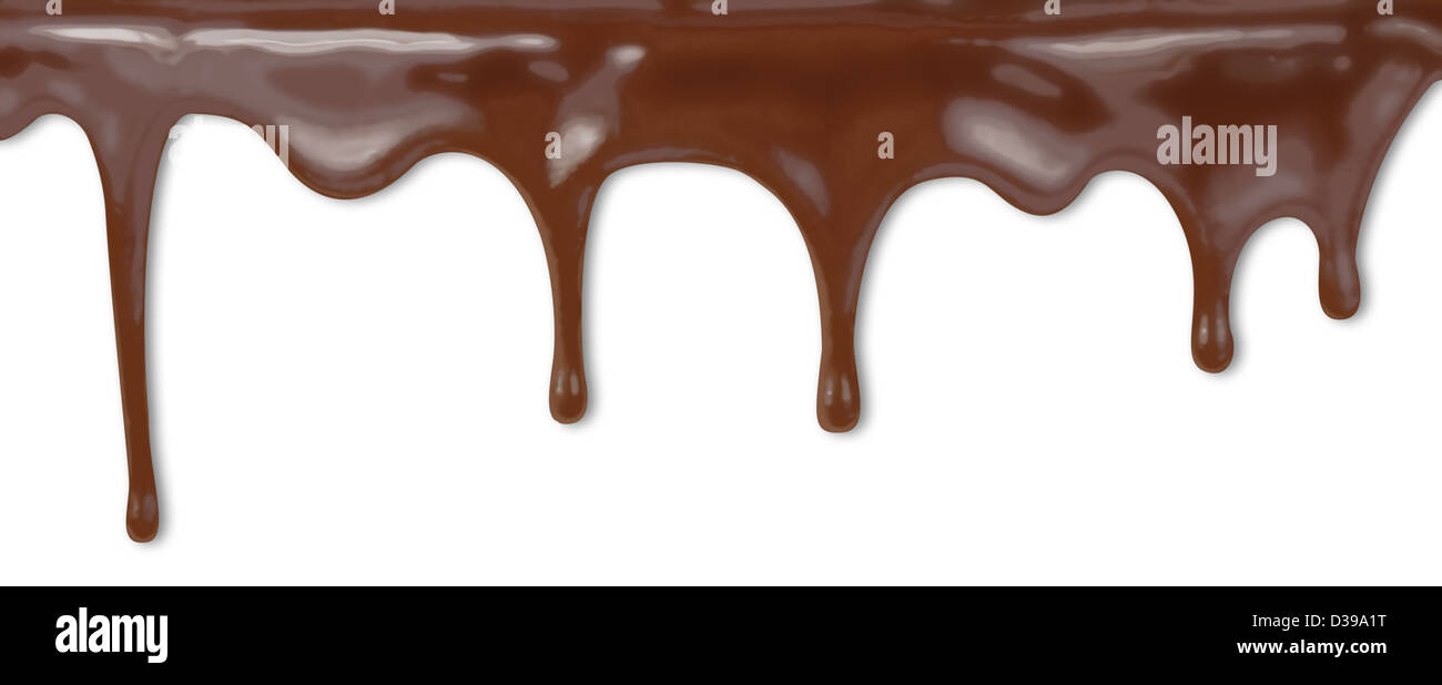 liquid chocolate dripping from cake on white background with clipping ...