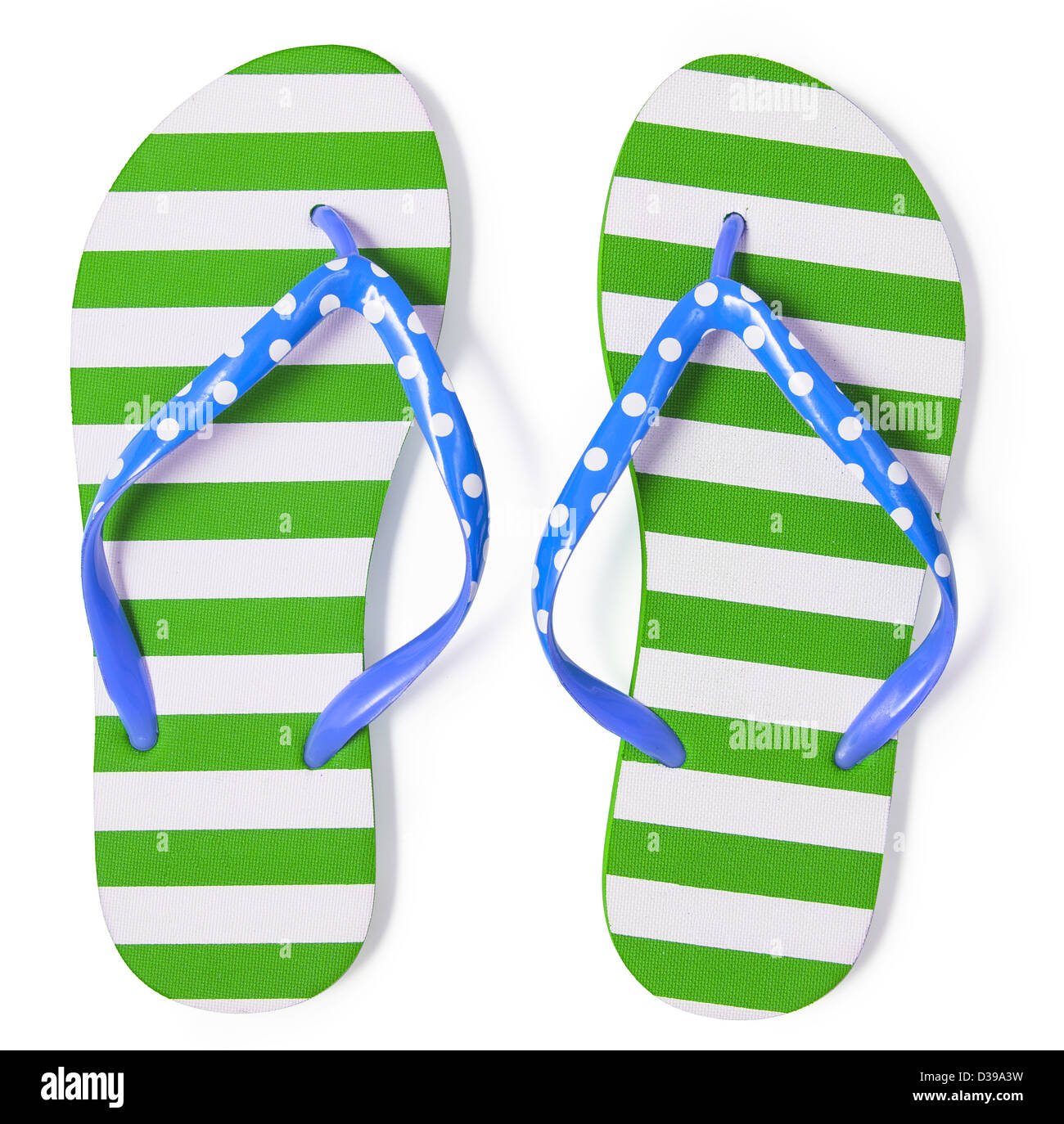 Green flip flops isolated on white with clipping path included without ...