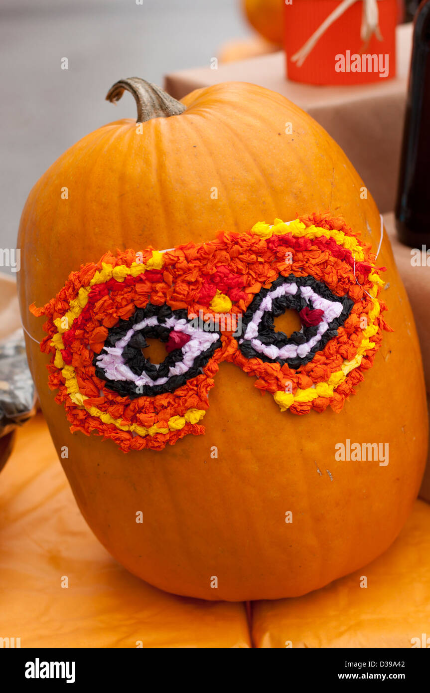 Halloween pumpkin with mask Stock Photo - Alamy