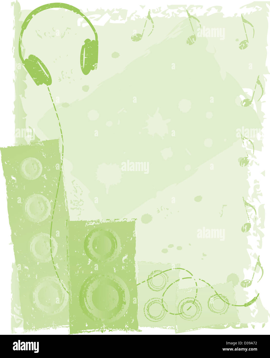 Green Musical Background with Headphones and Speakers Stock Photo - Alamy