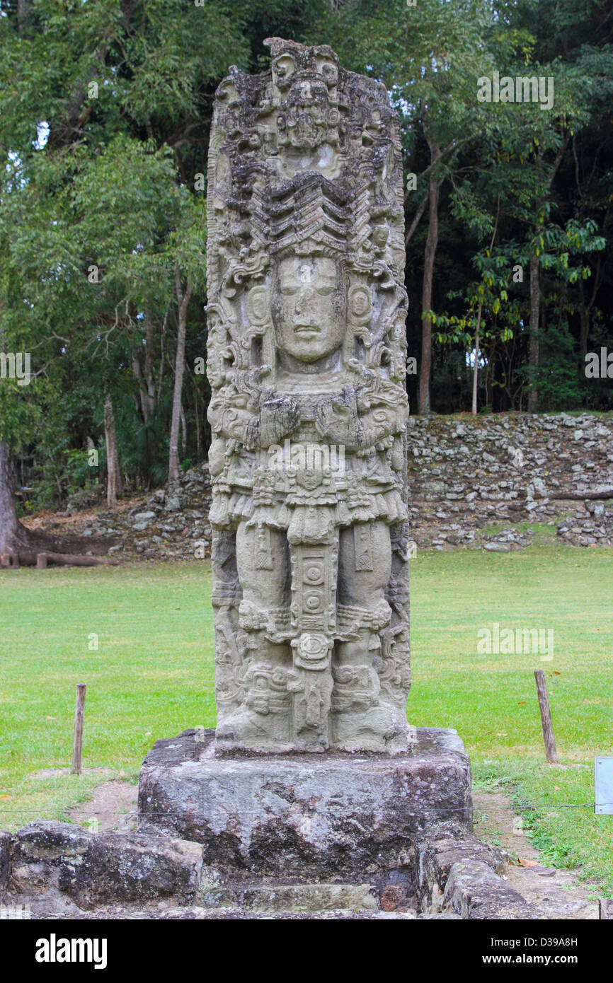 Stonework at the ruins of the Mayan City of Copan in modern day ...