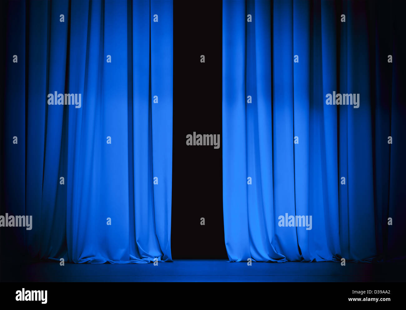 blue stage curtain slightly open Stock Photo - Alamy