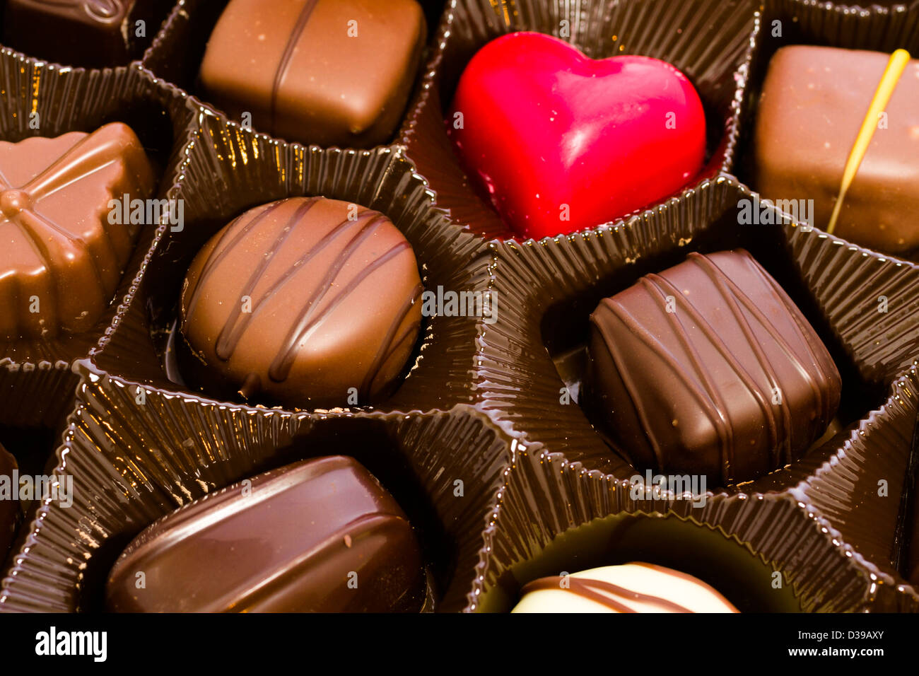 Assorted gourmet chocolate in a box Stock Photo - Alamy