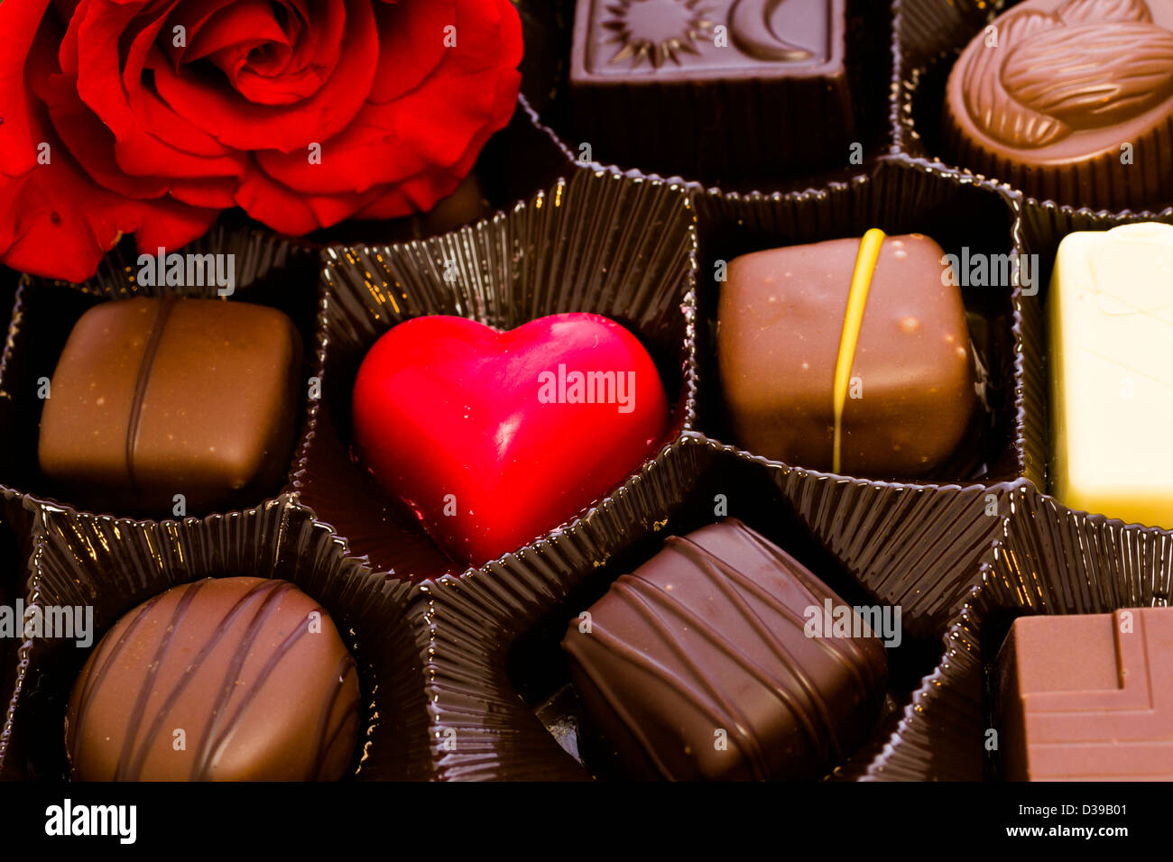 Assorted gourmet chocolate in a box Stock Photo - Alamy