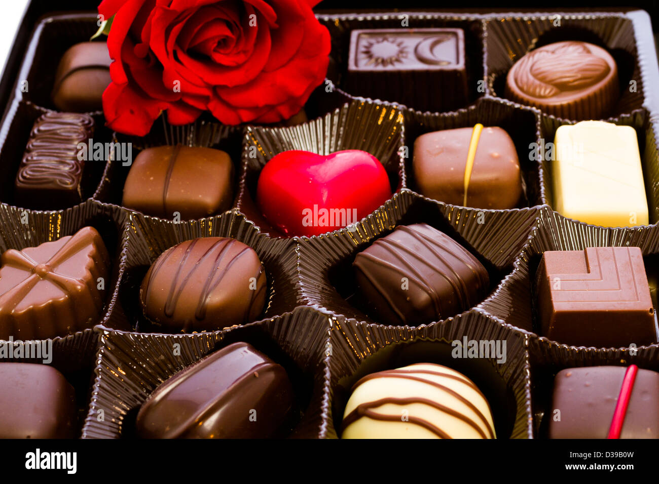 Assorted gourmet chocolate in a box Stock Photo - Alamy