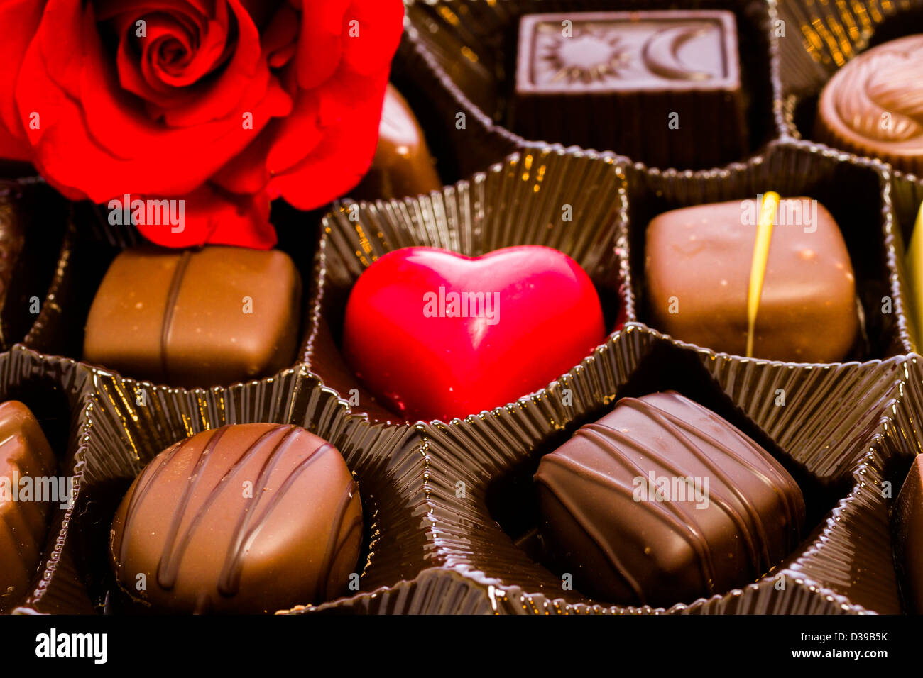Assorted gourmet chocolate in a box Stock Photo - Alamy