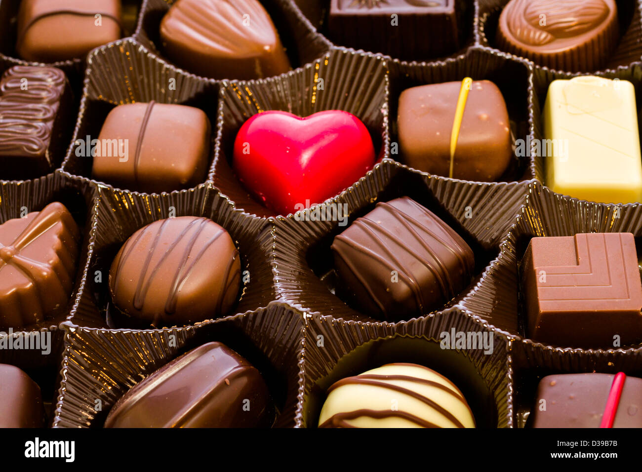 Assorted gourmet chocolate in a box Stock Photo - Alamy