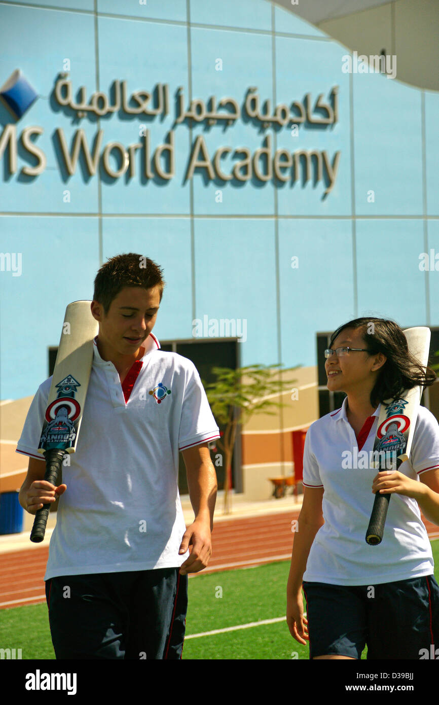 UAE Emirate of Dubai multgi ethnic students Academic World Stock Photo ...