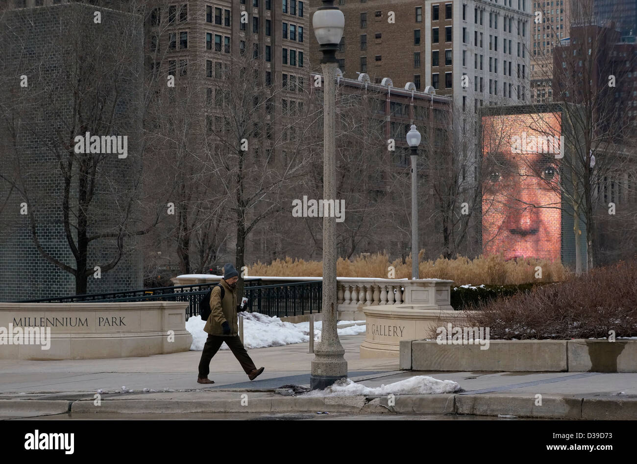 Crown fountain in winter hi-res stock photography and images - Alamy