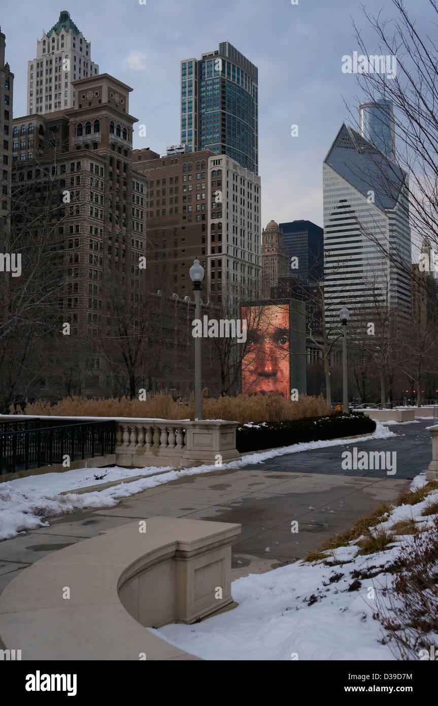 Crown fountain in winter hi-res stock photography and images - Alamy
