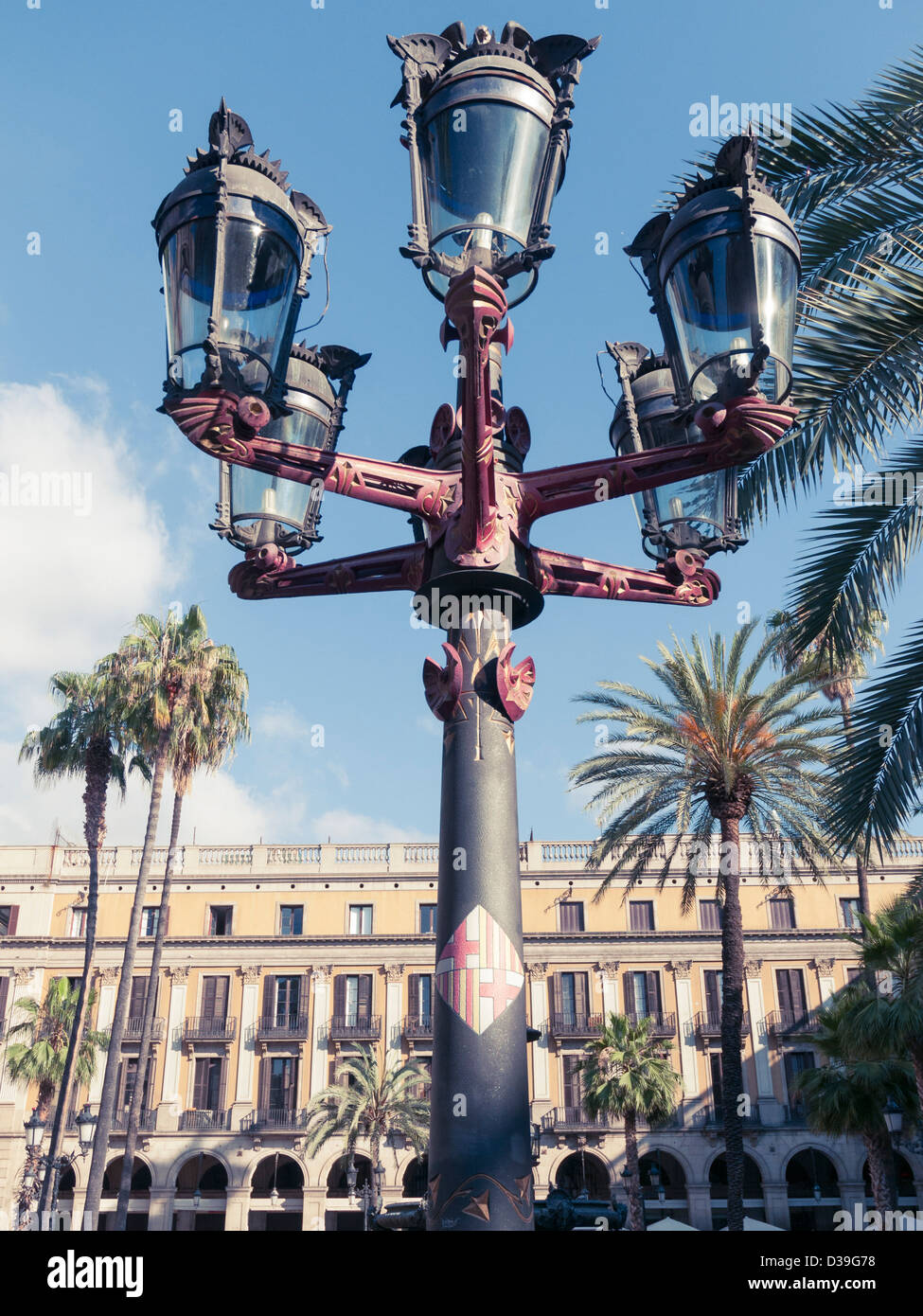 famous street lamp created by modernist architect Antonio Gaudi in 19th ...