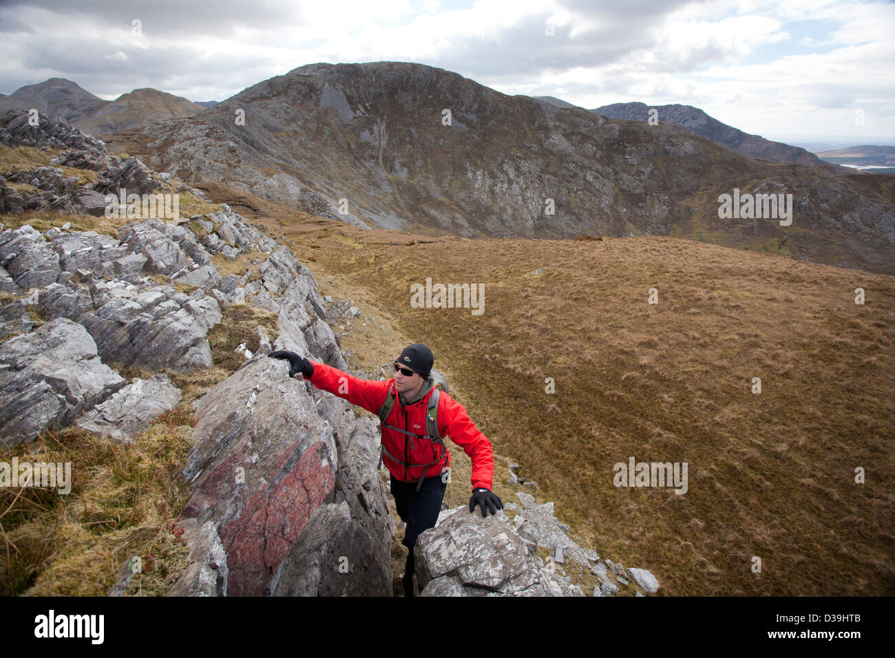 Scrambling on Benbaun, Twelve Bens Mountains, Connemara, County Galway ...