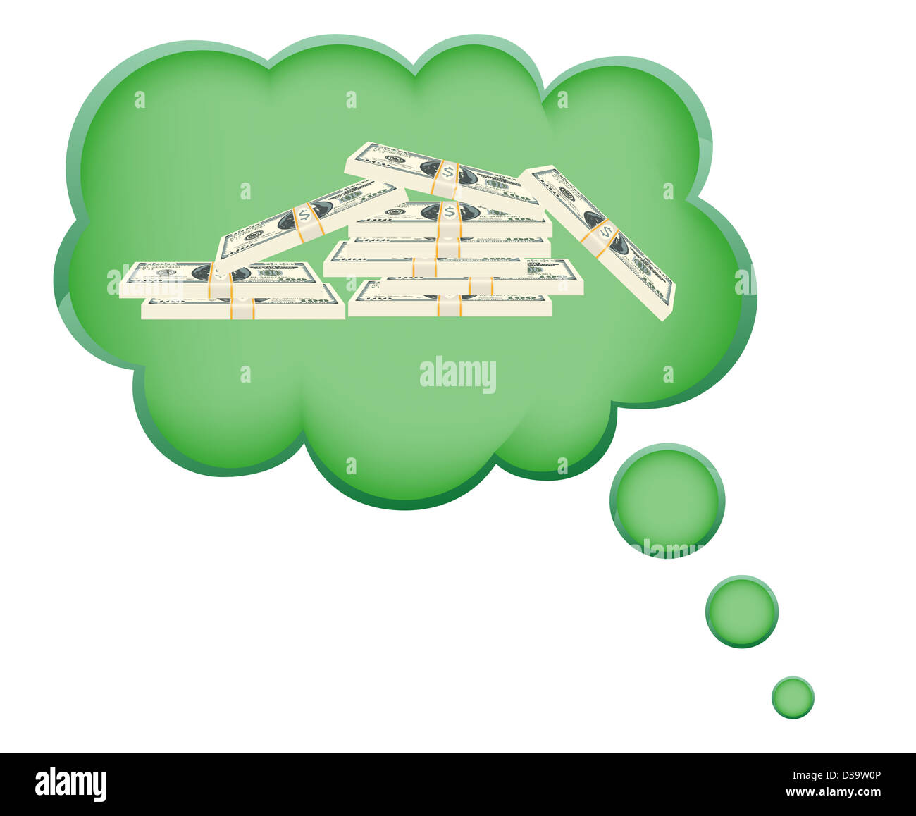 concept of dream a money in cloud illustration isolated on white ...
