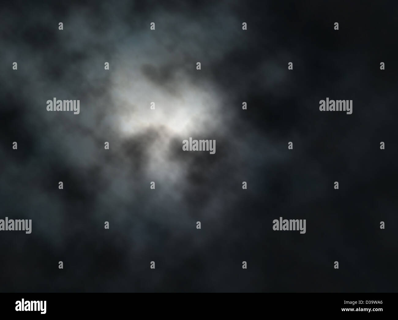 Illustration of clouds lit by the moon at night Stock Photo - Alamy