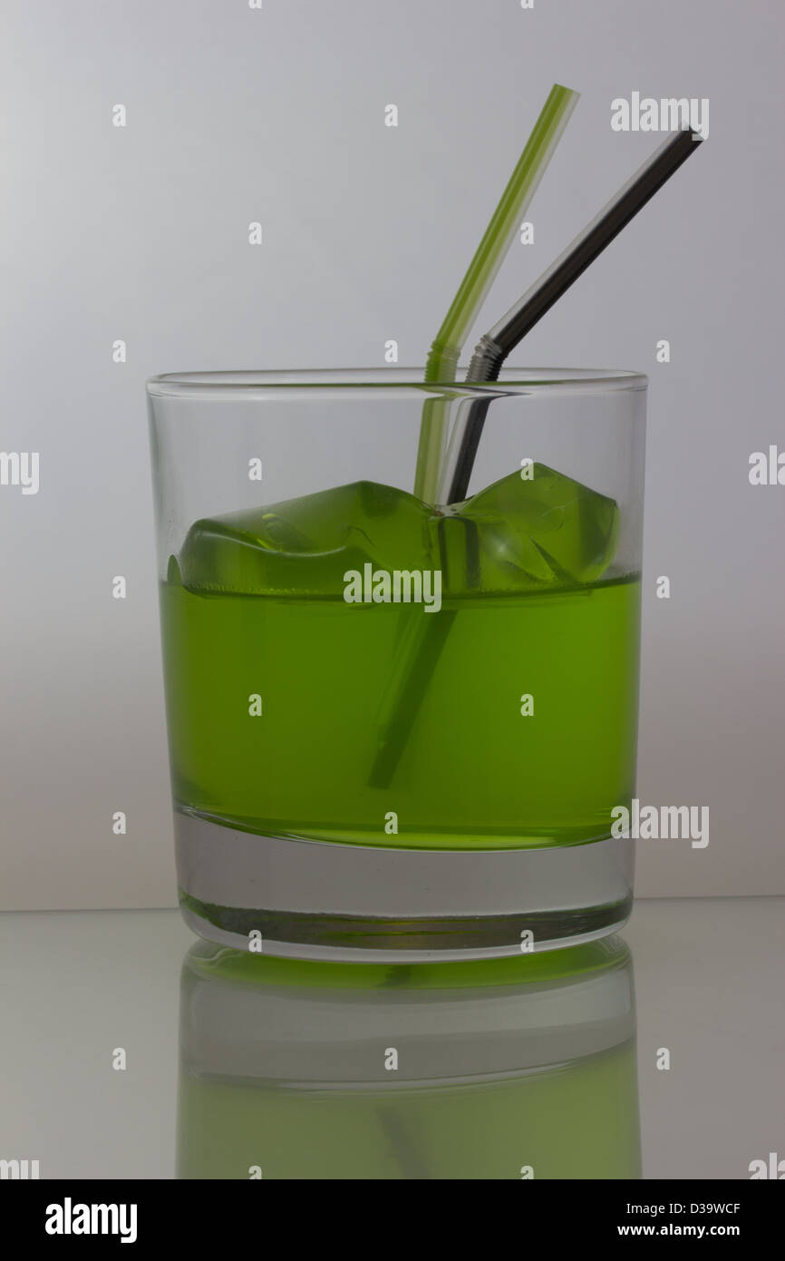 Green drink with drinking straws Stock Photo - Alamy