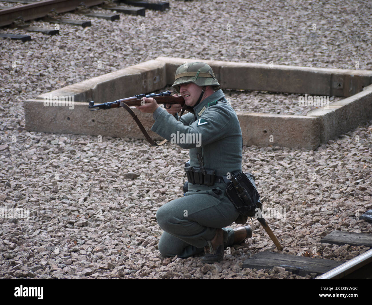 1940's reenactor portraying a german soldier at Great Central railway's ...
