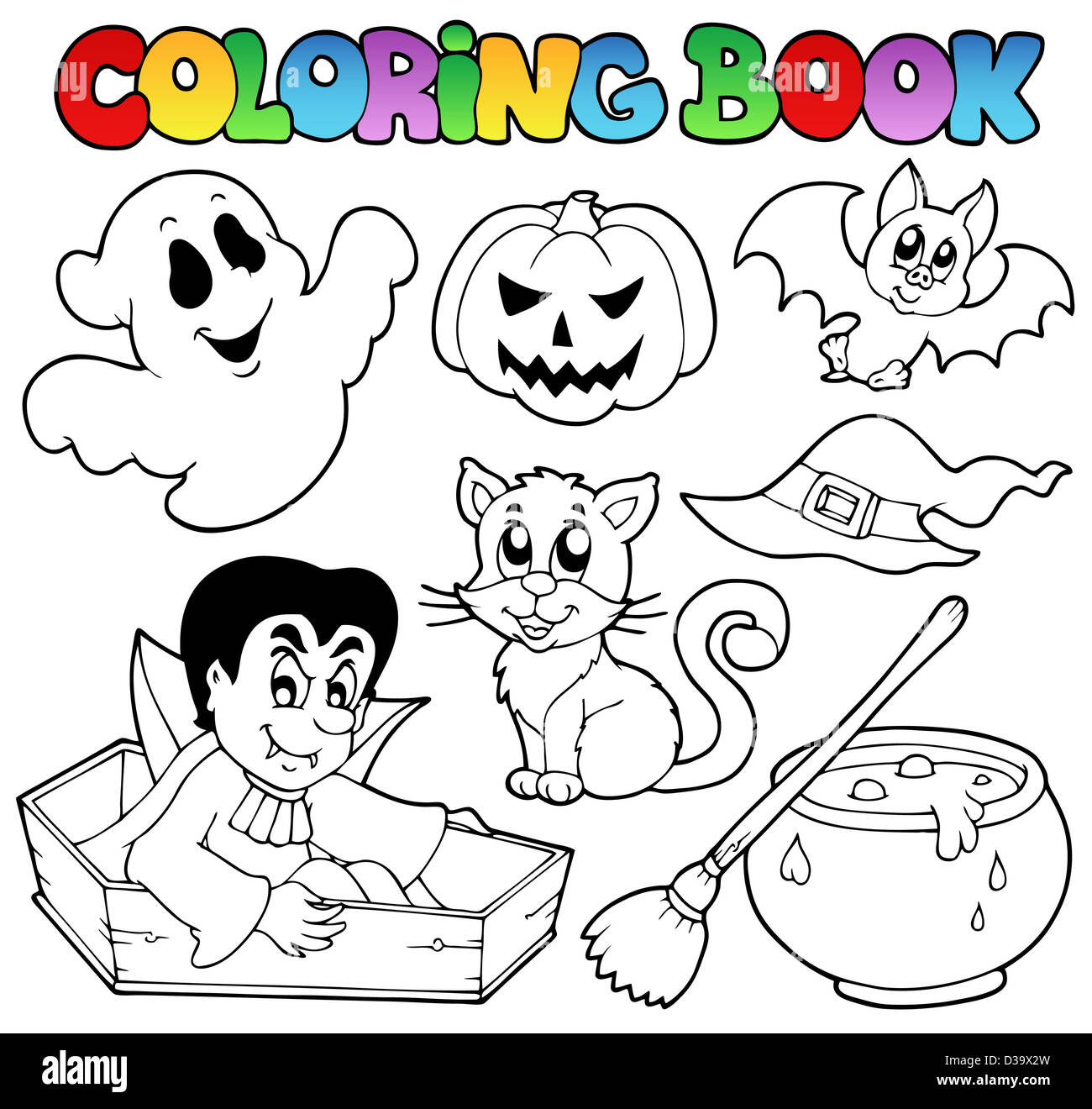 Coloring book Halloween cartoons 1 - thematic illustration Stock Photo ...