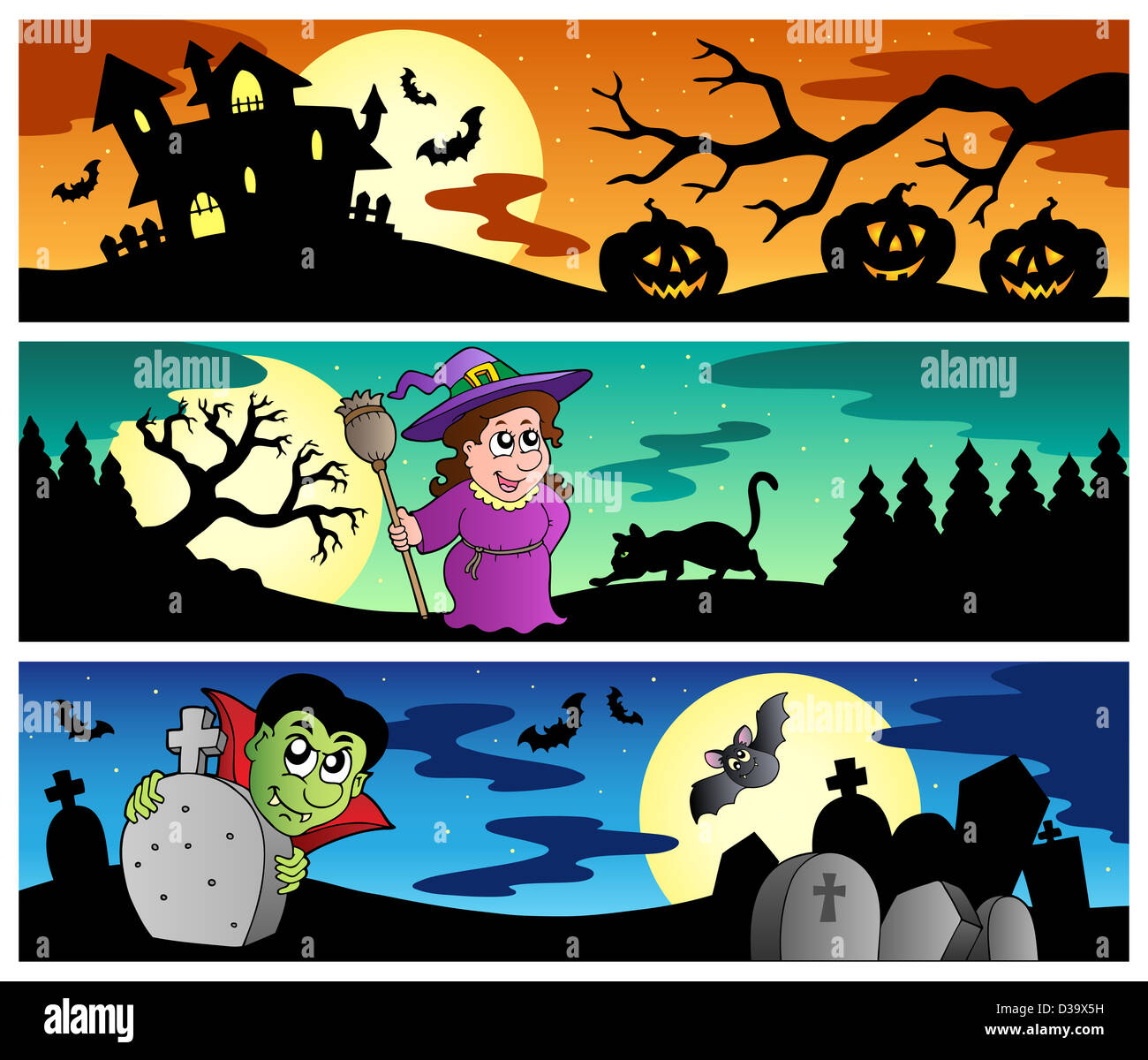 Halloween banners set 2 - color illustration Stock Photo - Alamy