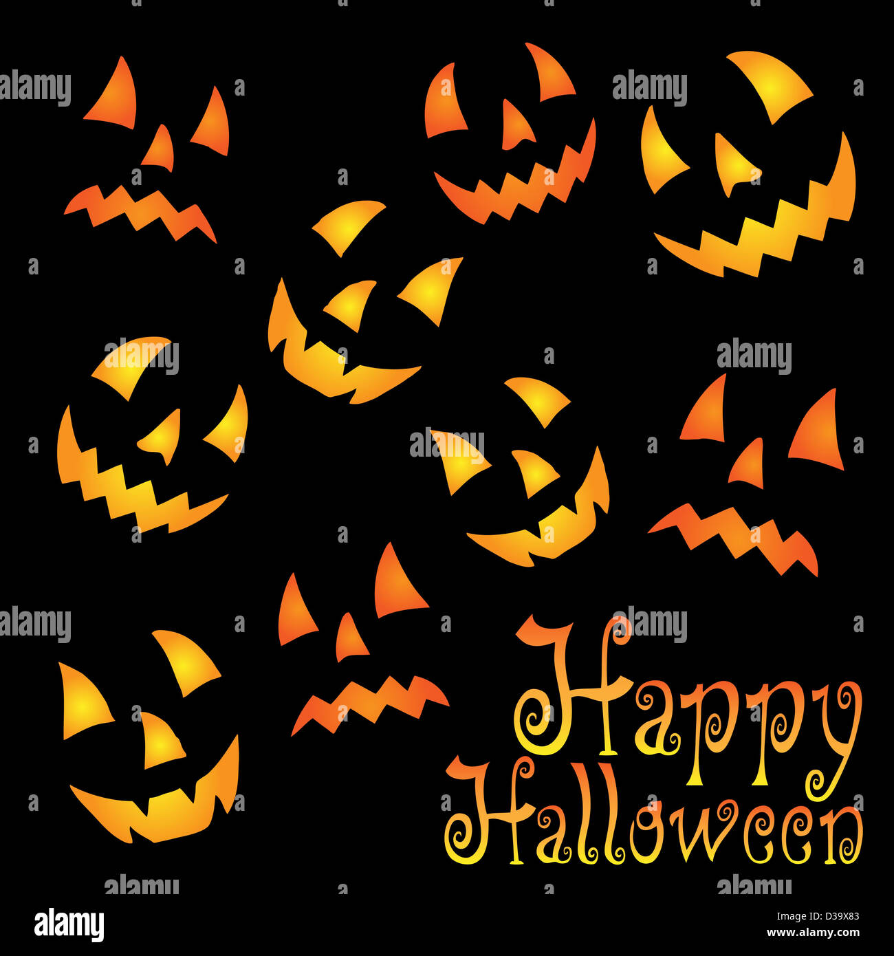 Various pumpkin faces - thematic illustration Stock Photo - Alamy