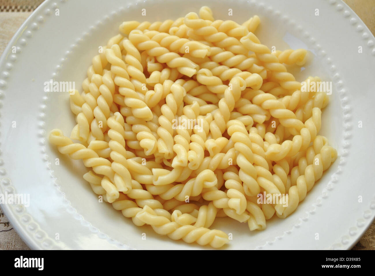 Plate of Cooked Gemelli Pasta Stock Photo - Alamy