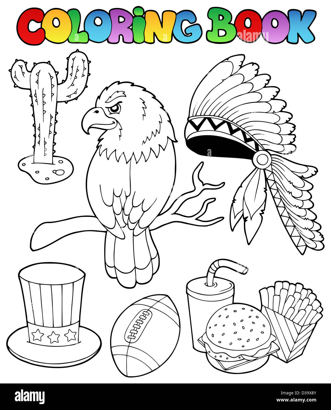 Coloring book American theme images - thematic illustration Stock Photo ...