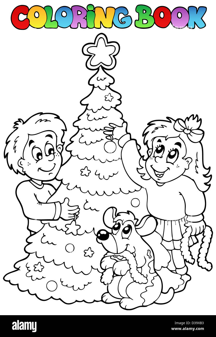 Coloring book Christmas topic 3 - thematic illustration Stock Photo - Alamy