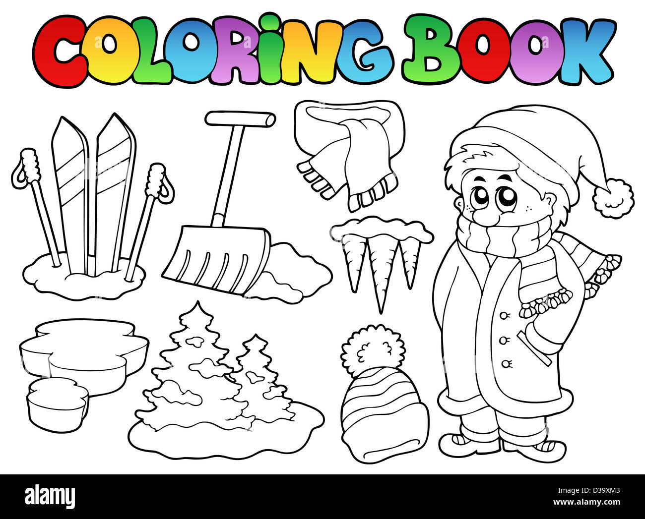 Coloring book winter topic 3 - thematic illustration Stock Photo - Alamy