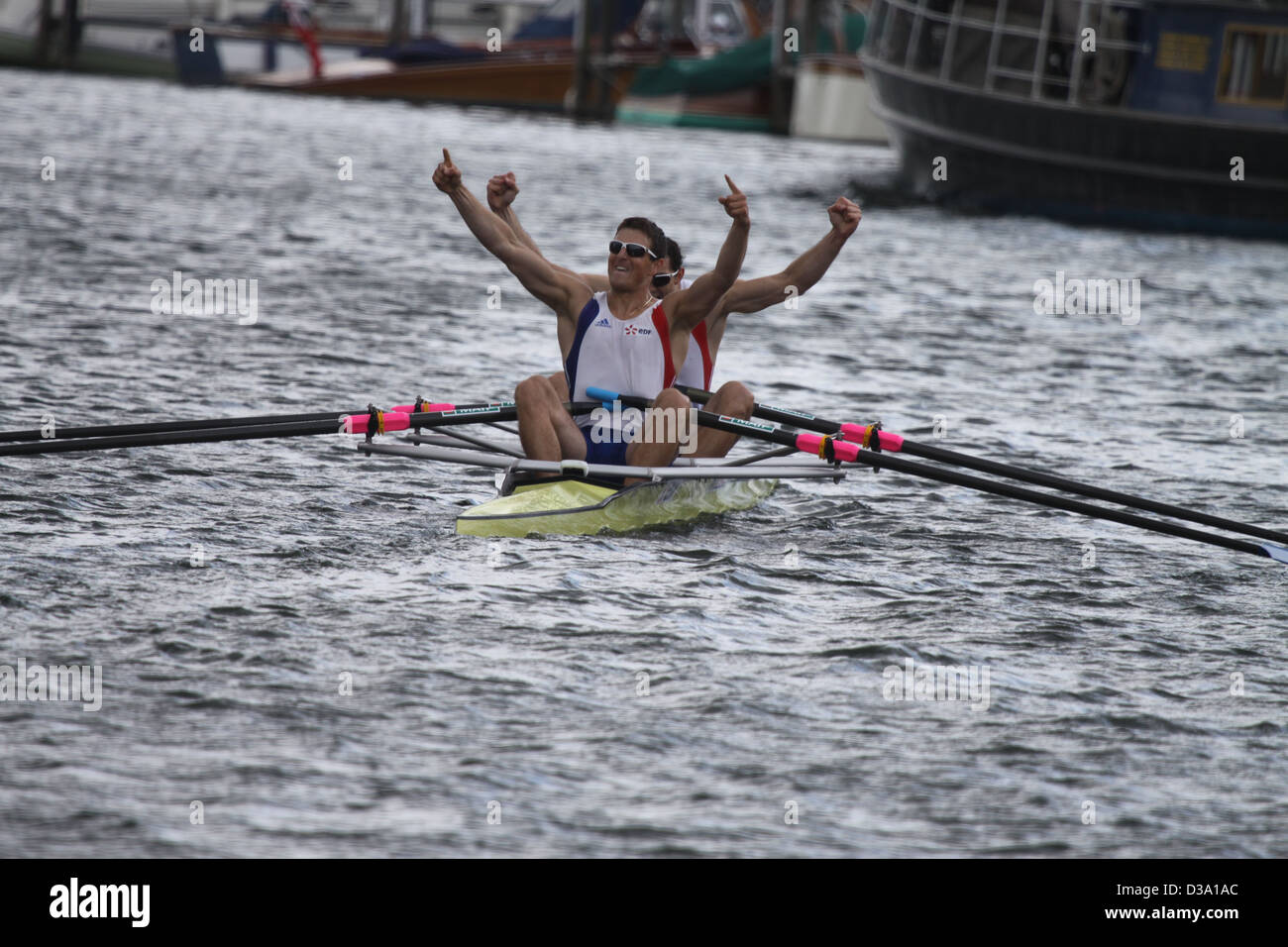 Winning rowing Doubles Pair Stock Photo - Alamy