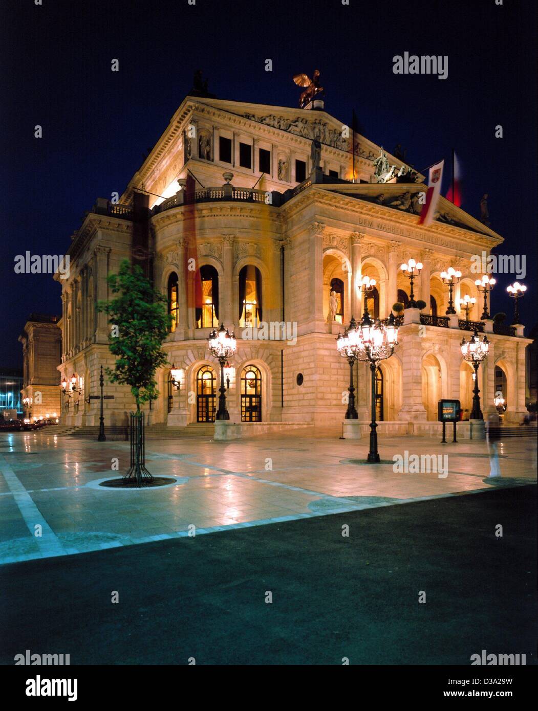 (dpa files) - A general night view shows the illuminated and newly re ...