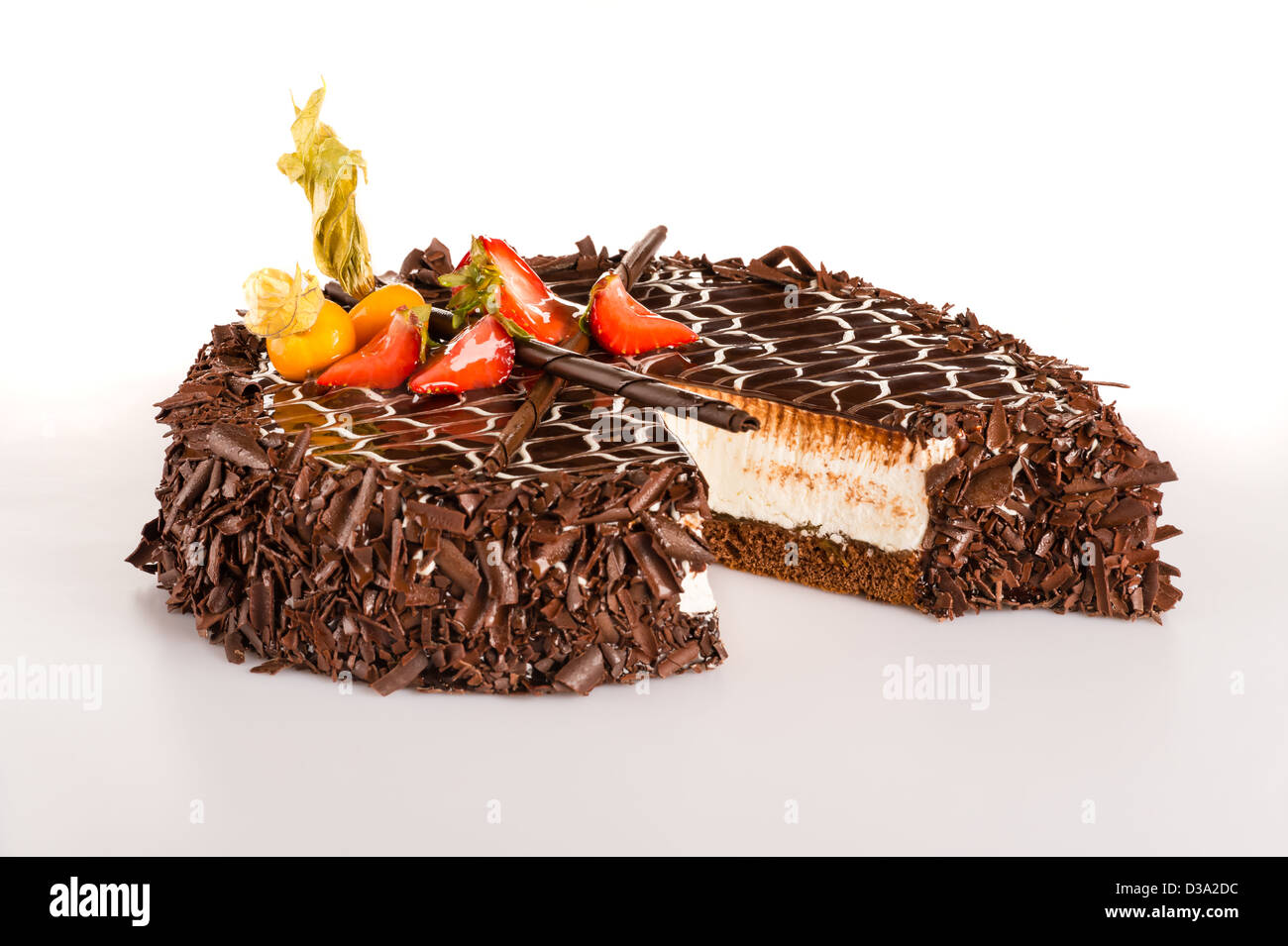 Chocolate curd cake with strawberries dessert delicious cocoa Stock ...