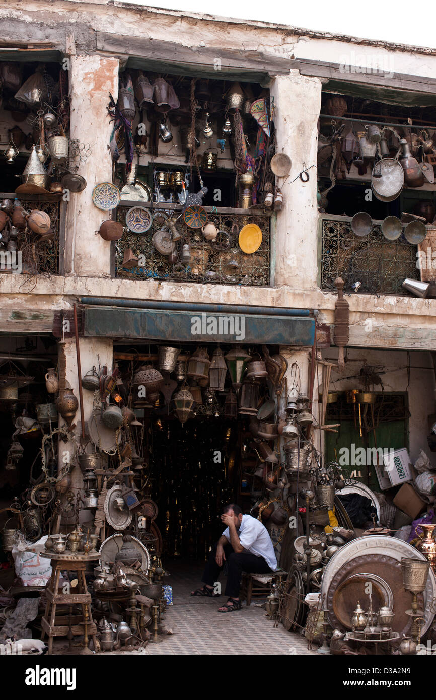 Shopkeeper in Souk, Marrakech, Morocco Stock Photo - Alamy