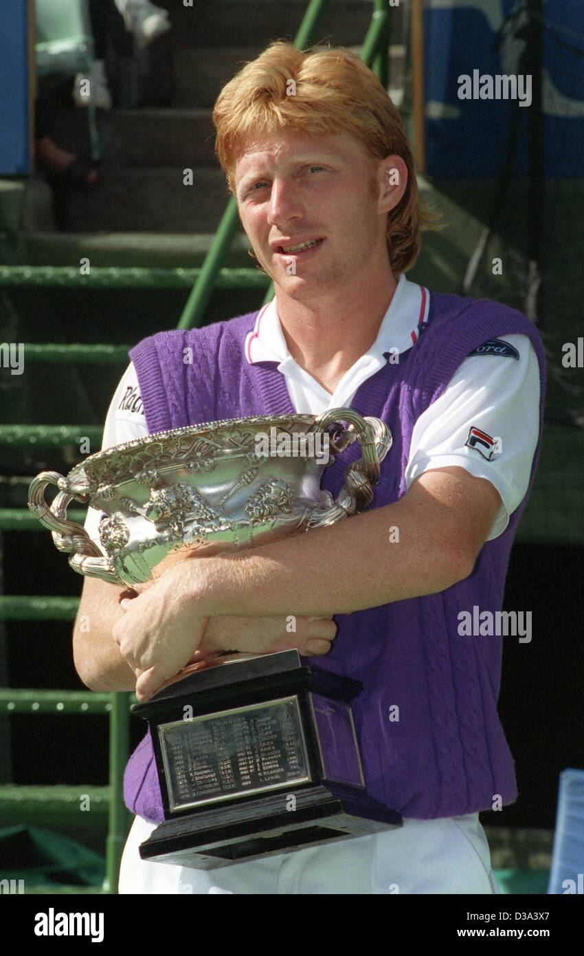 (dpa files) - German tennis star Boris Becker pictured with his trophy ...