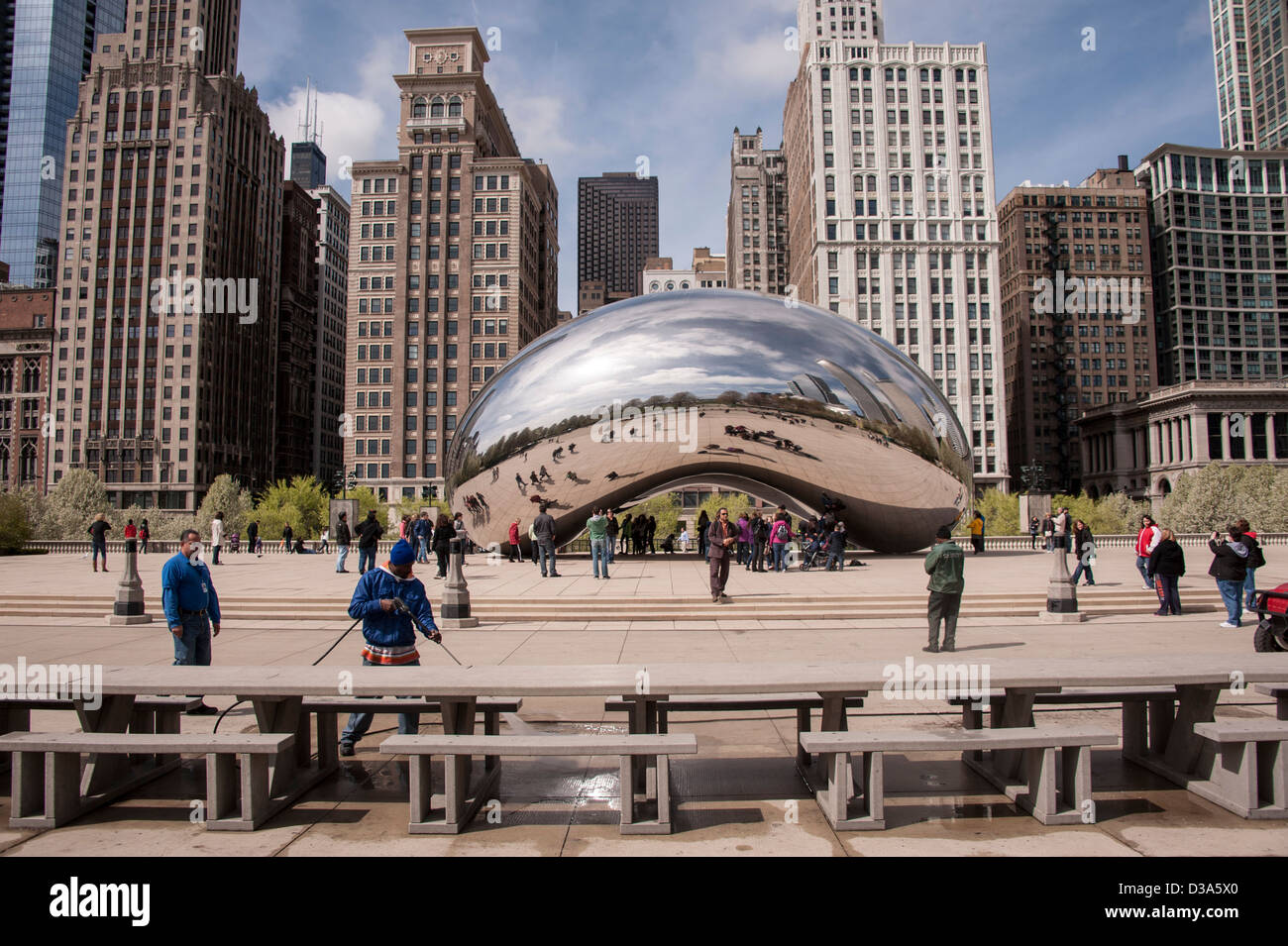 The Cloud Gate sculpture also known as The Bean in Millennium Park in ...