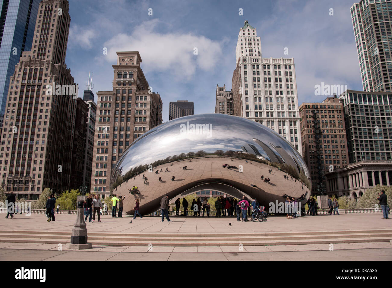 The Cloud Gate sculpture also known as The Bean in Millennium Park in ...