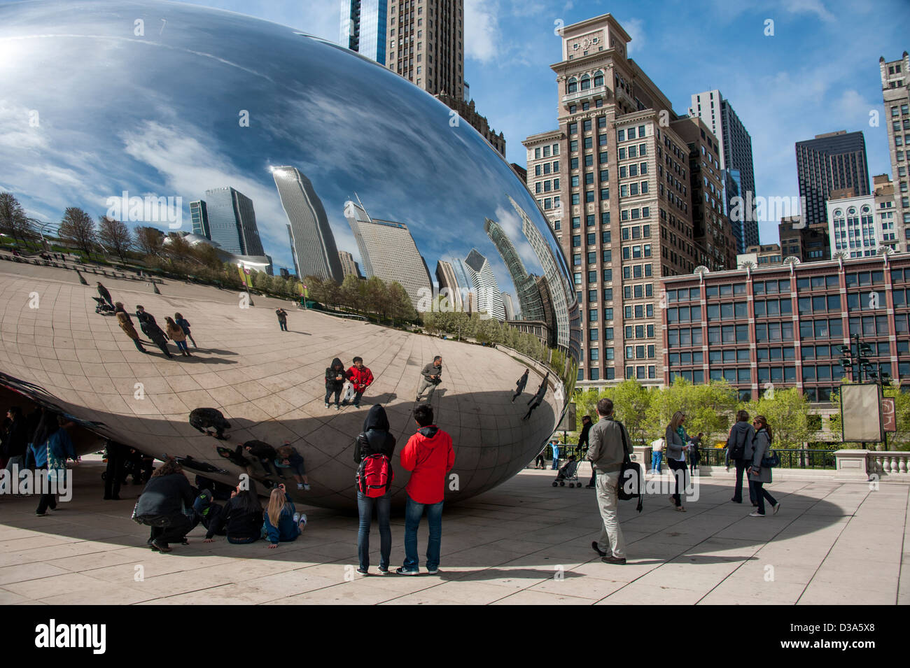 The Cloud Gate sculpture also known as The Bean in Millennium Park in ...