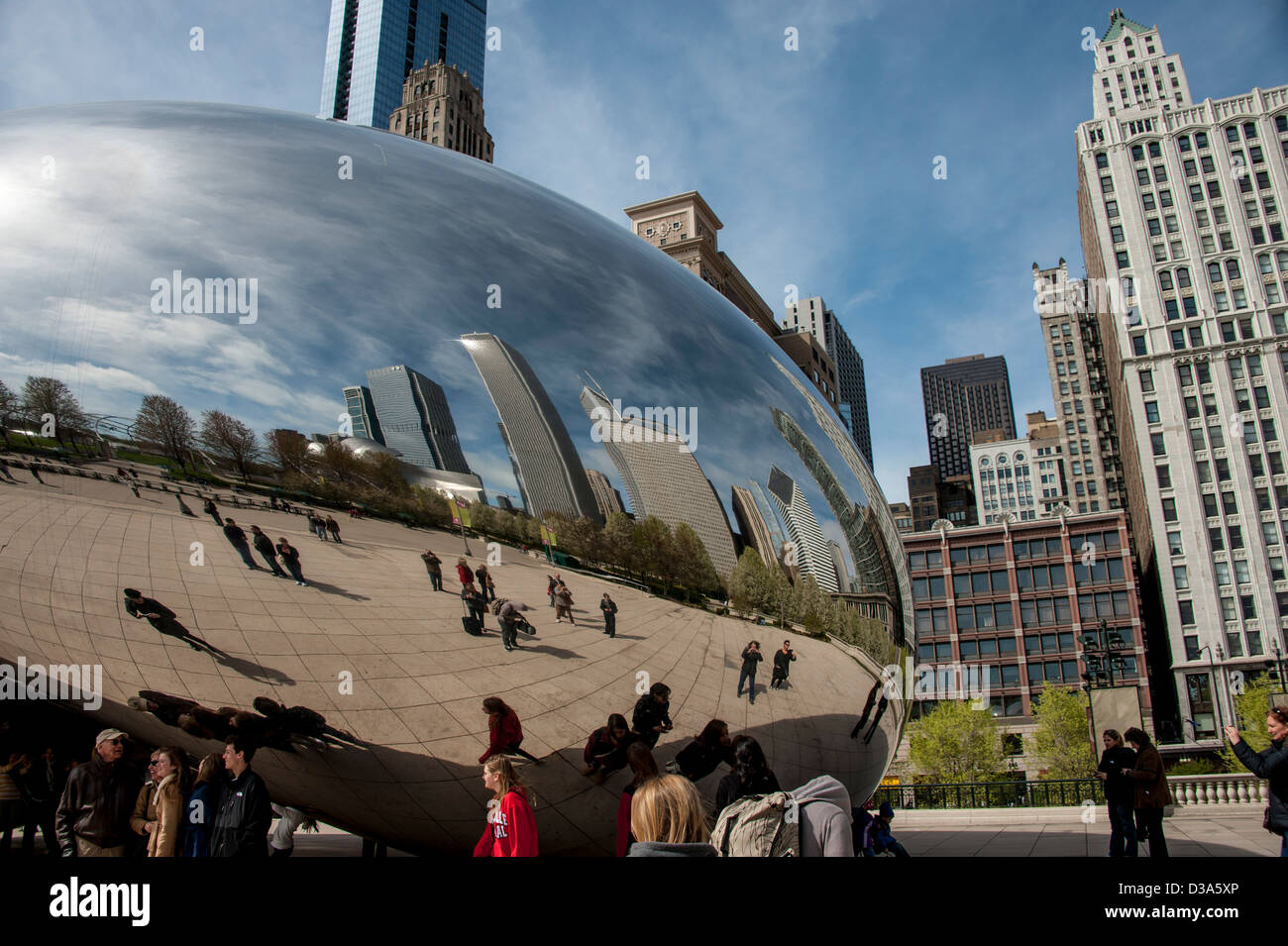 The Cloud Gate sculpture also known as The Bean in Millennium Park in ...