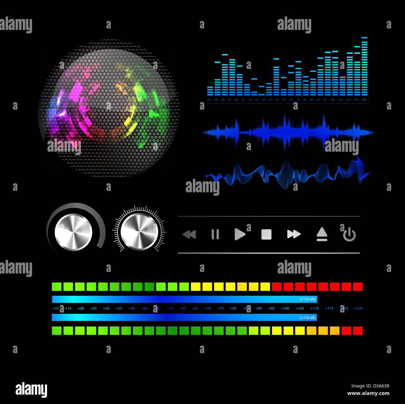 Sound waves set and speaker grill. Music background Stock Photo - Alamy