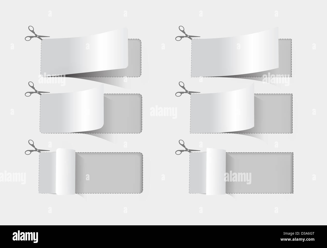 Advertising coupons with scissor symbol on gray background Stock Photo ...