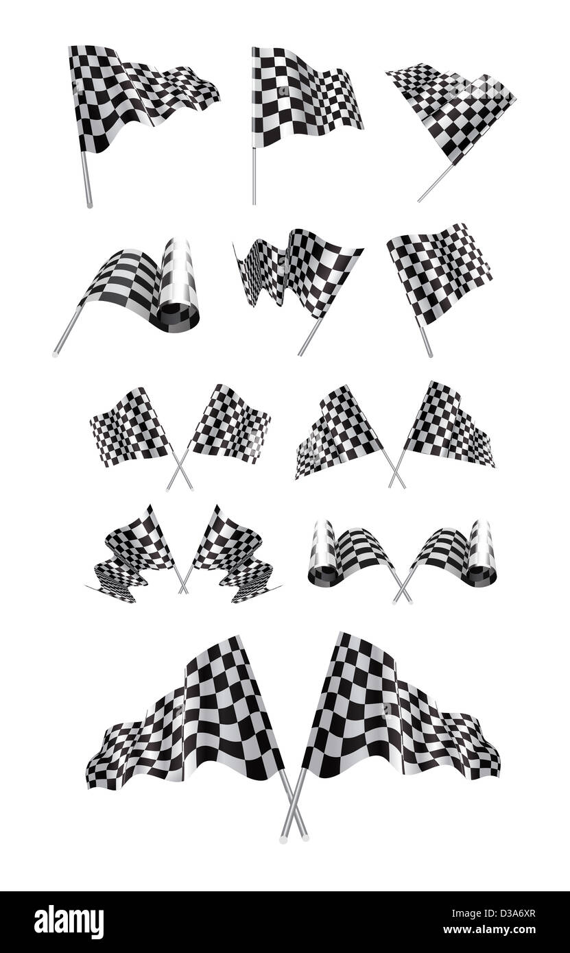Checkered flags set illustration hi-res stock photography and images ...