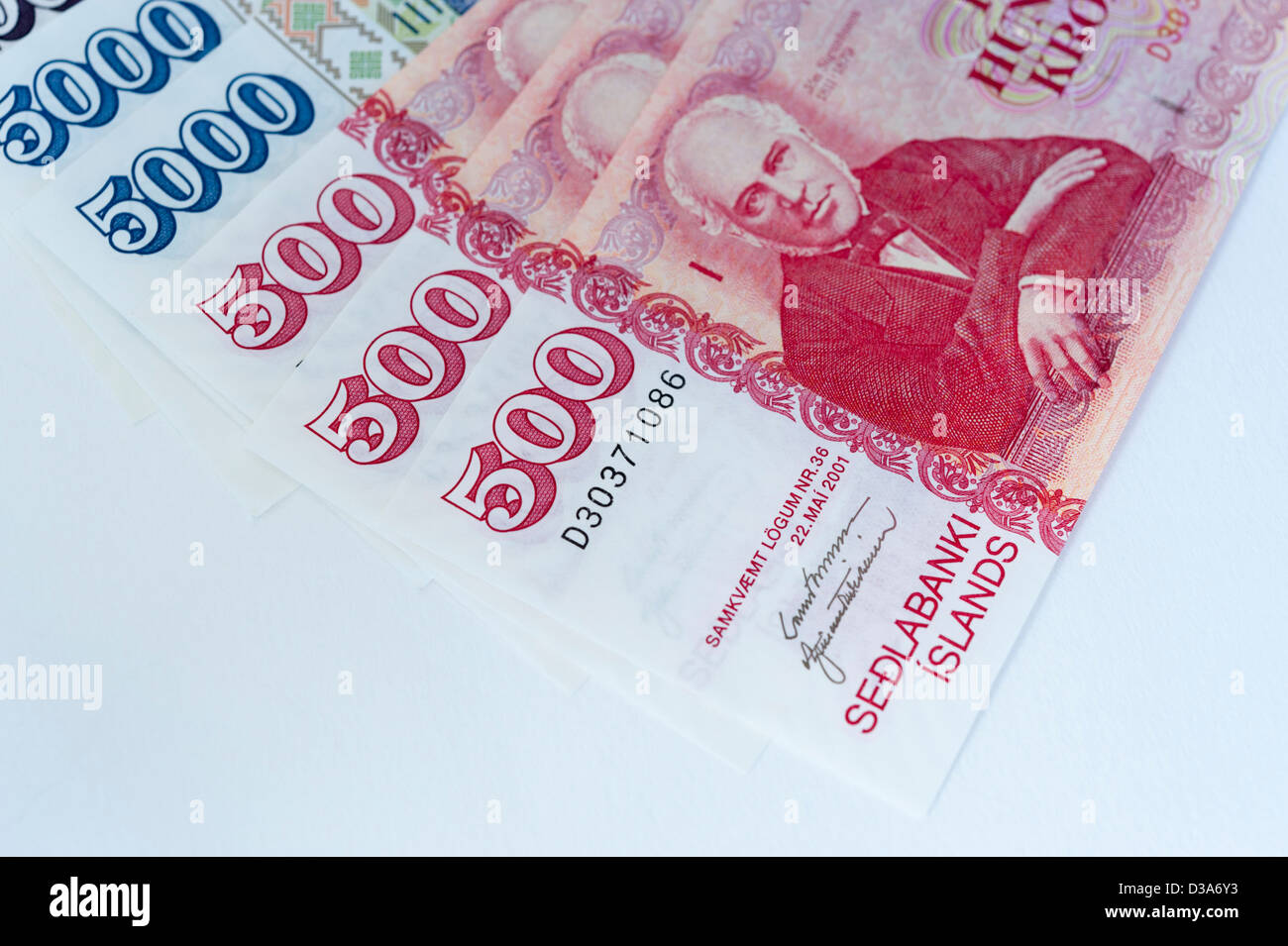 Close up of Icelandic Krona or Kronur bank notes Stock Photo - Alamy