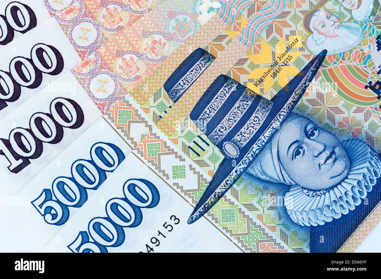 Close Up Of Icelandic Krona Or Kronur Bank Notes Stock Photo Alamy